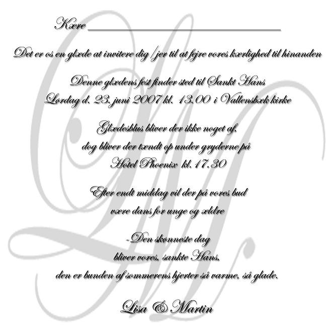 Tekst i invitation - Do It Yourself debatten - Bryllupsklar.dk